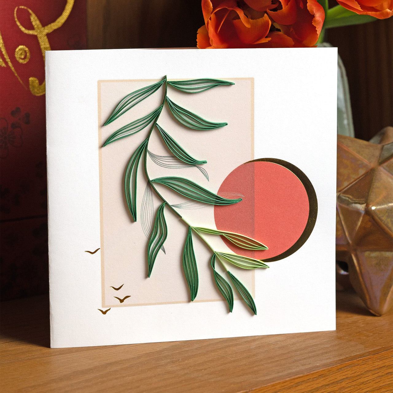 Quilled Kitsune Mask Greeting Card - Unique Artisan Design – Quilling Card