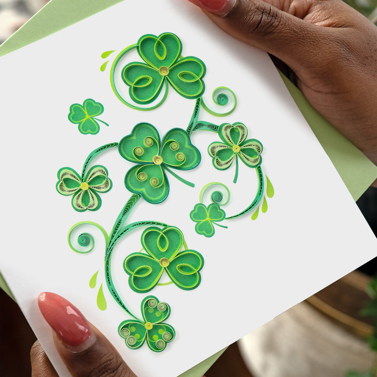 Handcrafted Shamrocks Greeting Card | Quilling Card¨