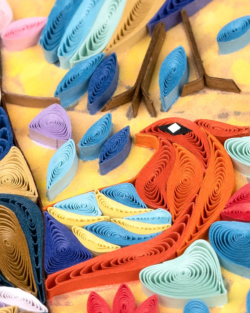 Framed Artist Series - Handcrafted Lady with Fan, Klimt | Quilling Card