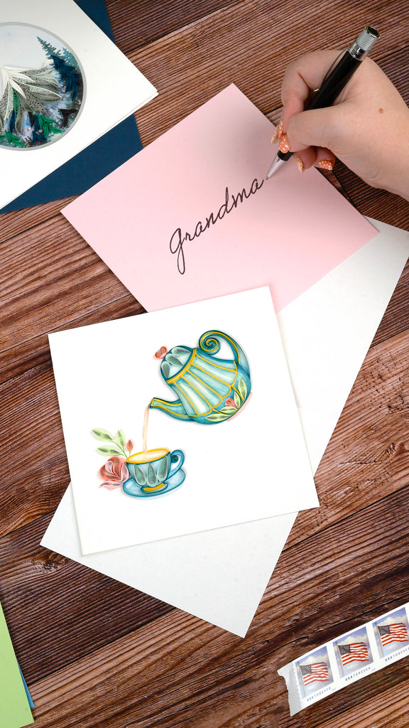 Handcrafted Afternoon Tea Greeting Card | Quilling Card