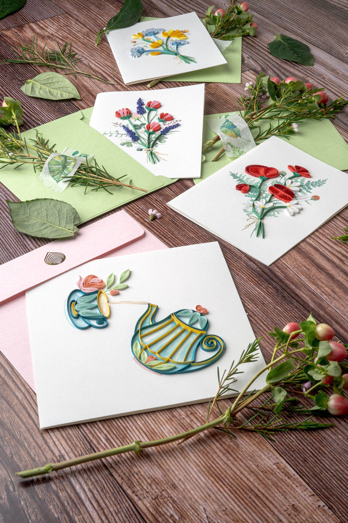 Handcrafted Afternoon Tea Greeting Card | Quilling Card