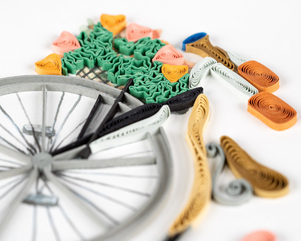 Handcrafted Antique High-Wheel Bicycle – Quilling Card