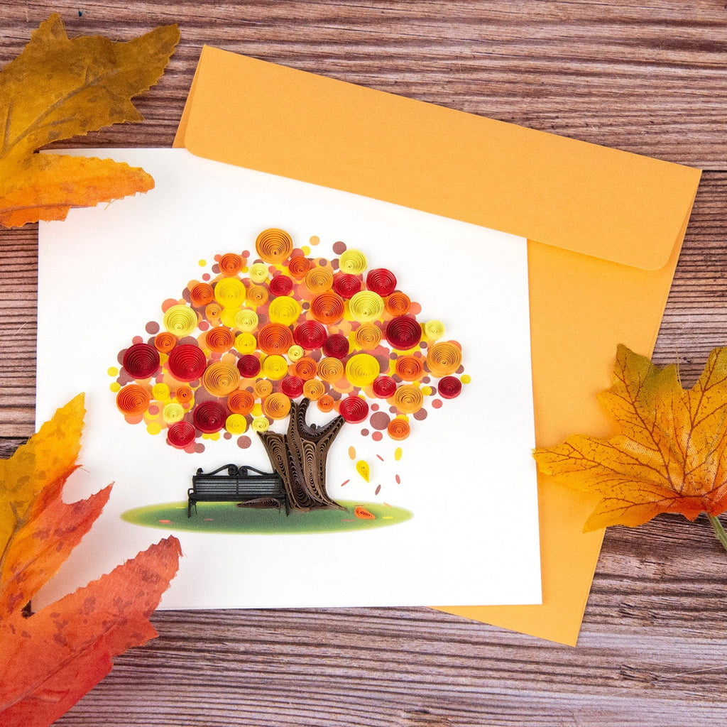 Handcrafted Autumn Tree Greeting Card | Quilling Card¨