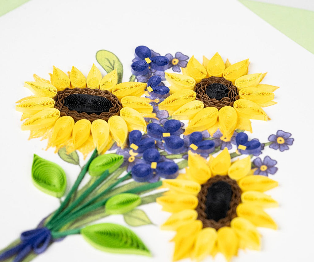 Handcrafted Birthday Sunflower Bouquet Greeting Card | Quilling Card