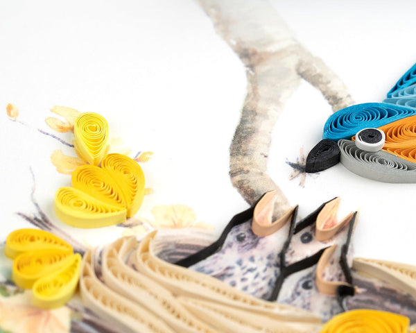 Handcrafted Bluebird & Babies Greeting Card | Quilling Card¨