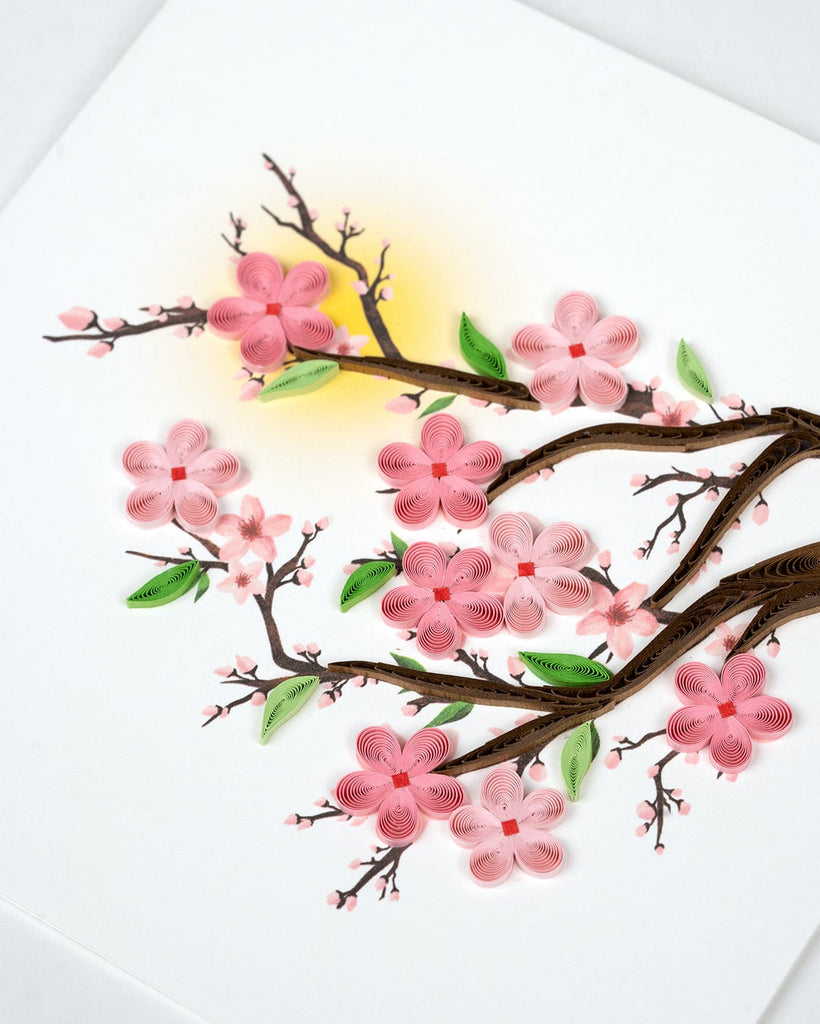 Handcrafted Cherry Blossoms Greeting Card | Quilling Card