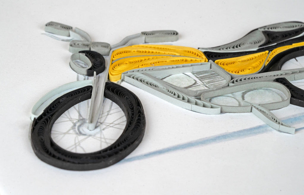 Handcrafted Classic Motorcycle Greeting Card | Quilling Card