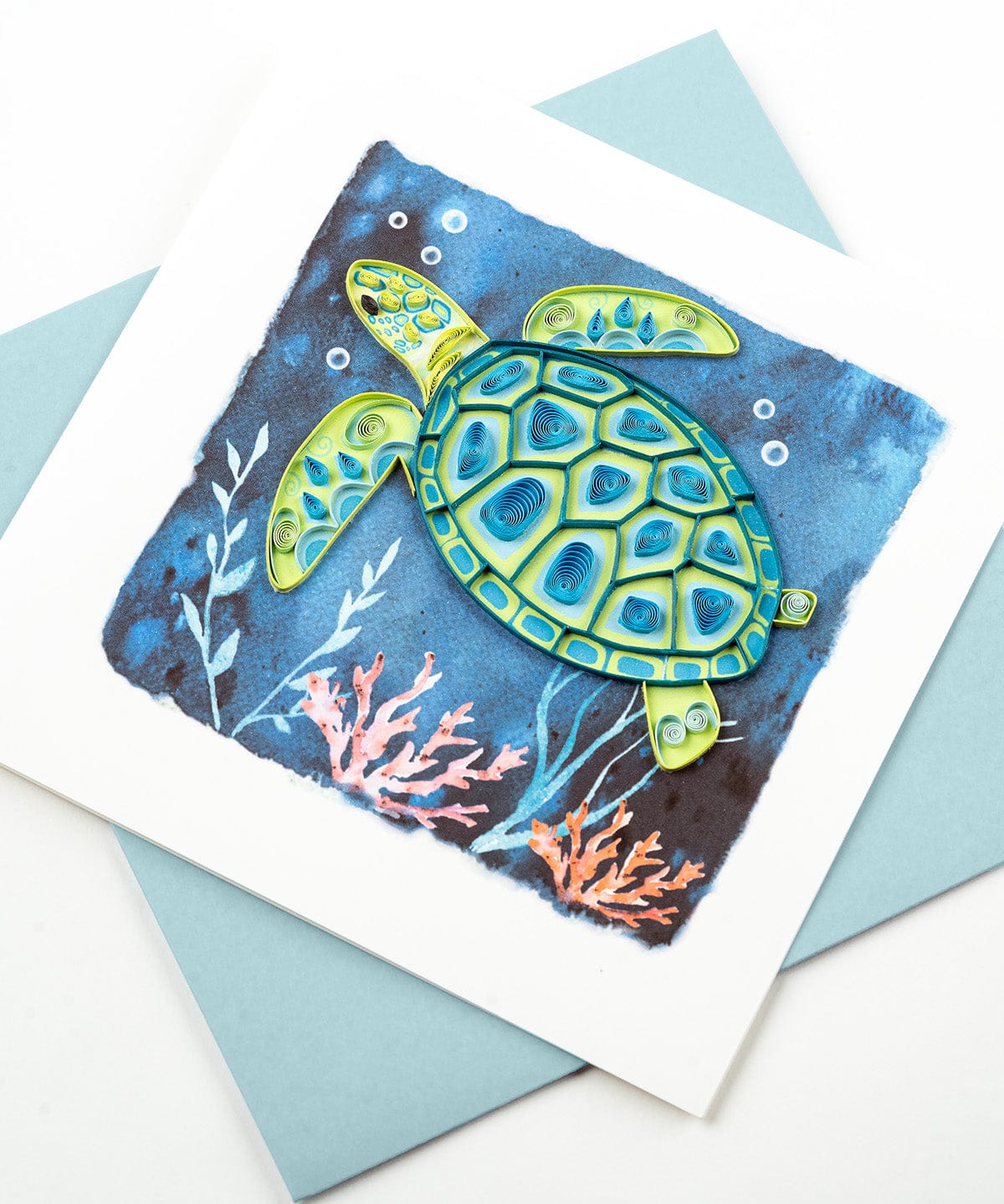 Handcrafted Decorative Sea Turtle Greeting Card | Quilling Card