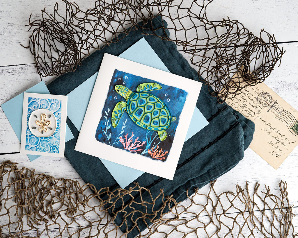 Handcrafted Decorative Sea Turtle Greeting Card | Quilling Card