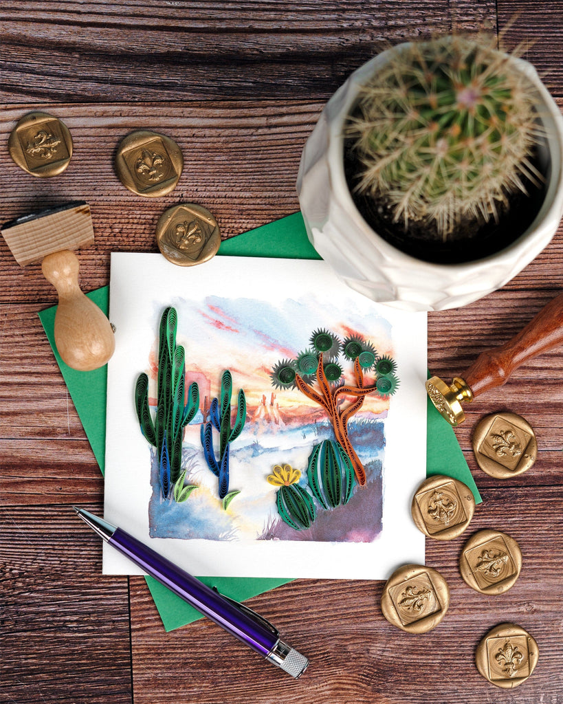 Handcrafted Desert Landscape Greeting Card | Quilling Card¨