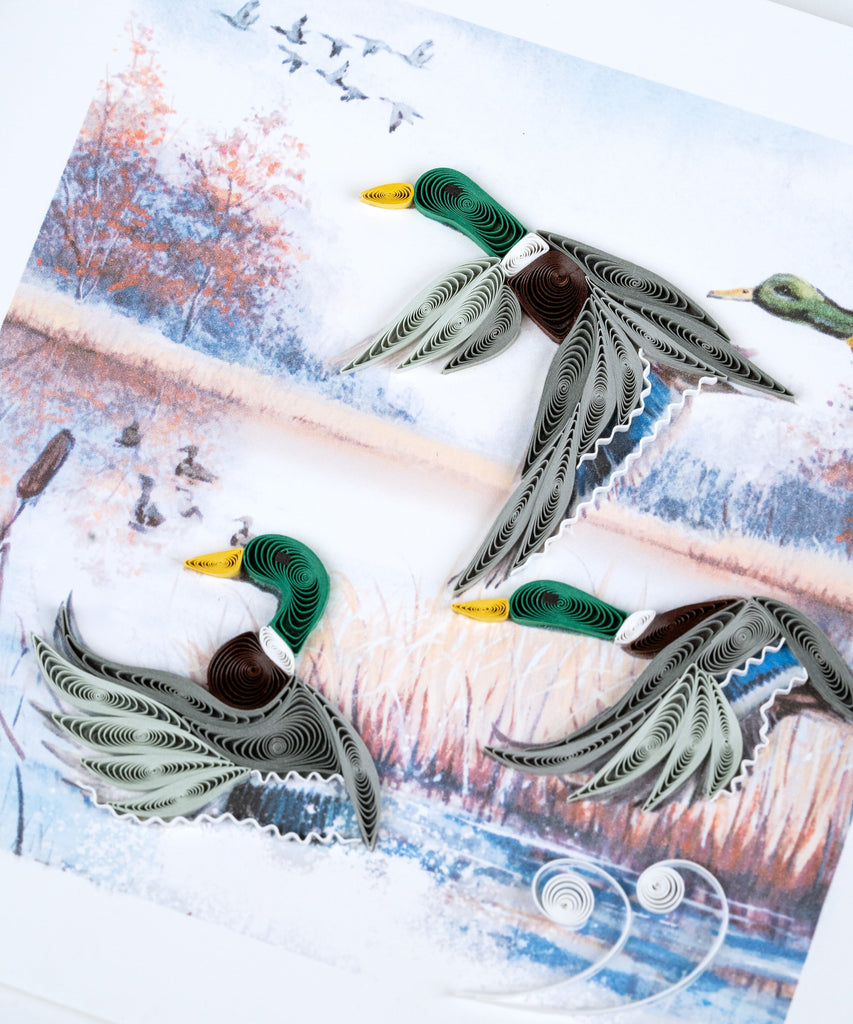 Handcrafted Duck Migration Greeting Card | Quilling Card¨