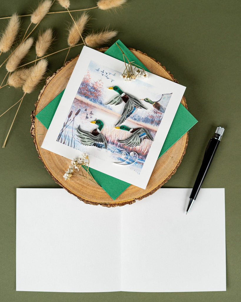 Handcrafted Duck Migration Greeting Card | Quilling Card¨