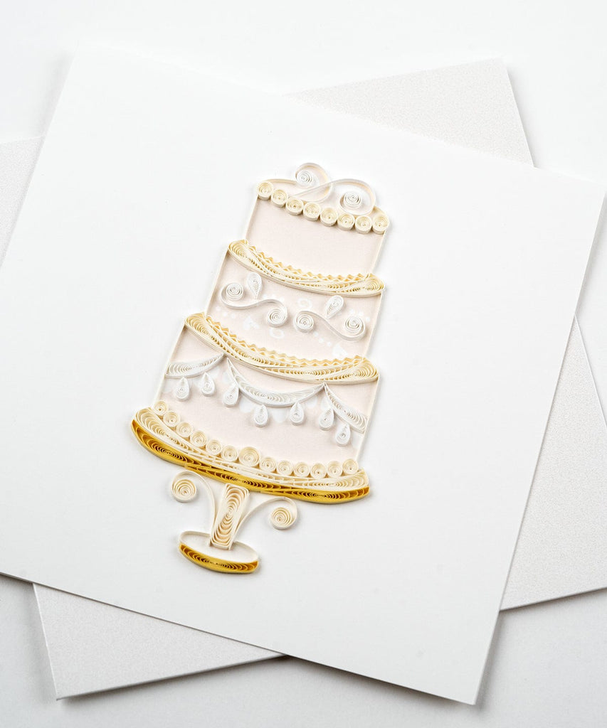 Handcrafted Elegant Wedding Cake Greeting Card | Quilling Card