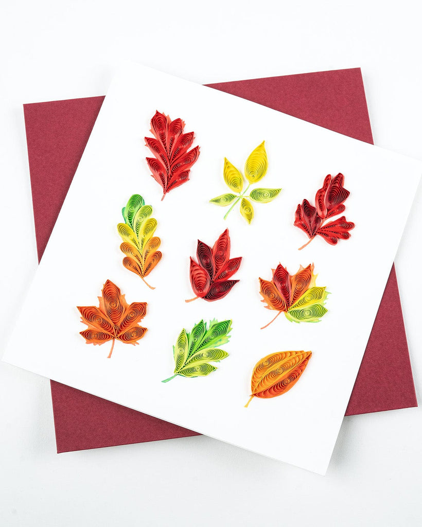 Handcrafted Fall Foliage Leaves Greeting Card | Quilling Card
