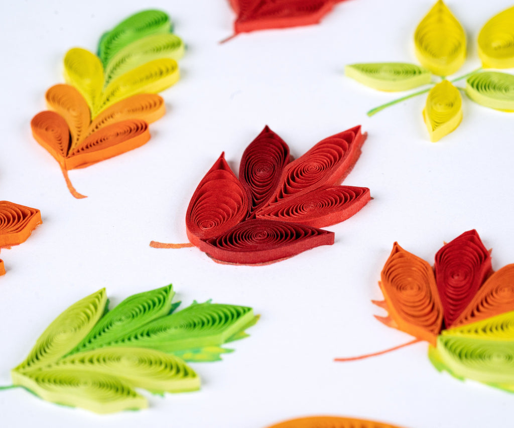 Handcrafted Fall Foliage Leaves Greeting Card | Quilling Card