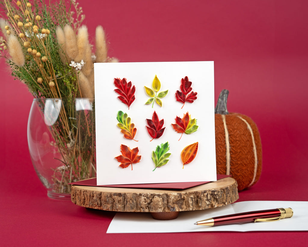 Handcrafted Fall Foliage Leaves Greeting Card | Quilling Card