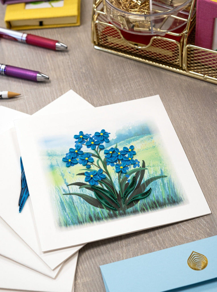 Handcrafted Forget-me-not Greeting Card | Quilling Card