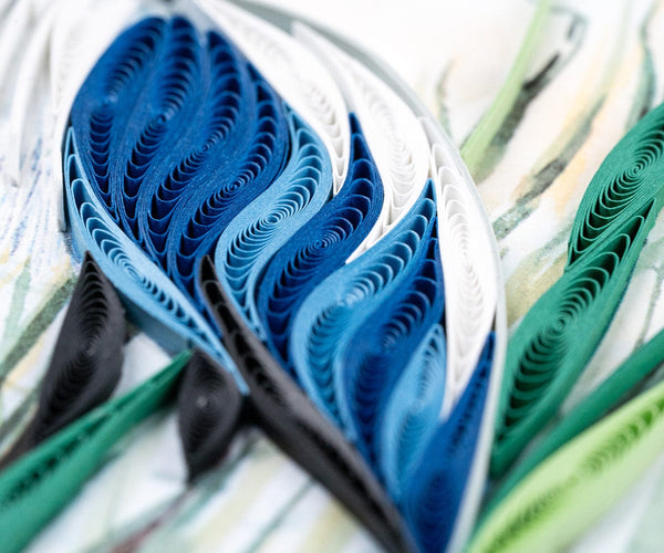 Handcrafted Great Blue Heron Greeting Card | Quilling Card