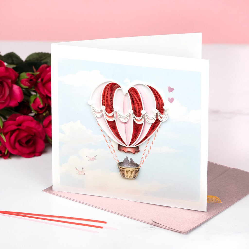 Handcrafted Heart Air Balloon Greeting Card | Quilling Card