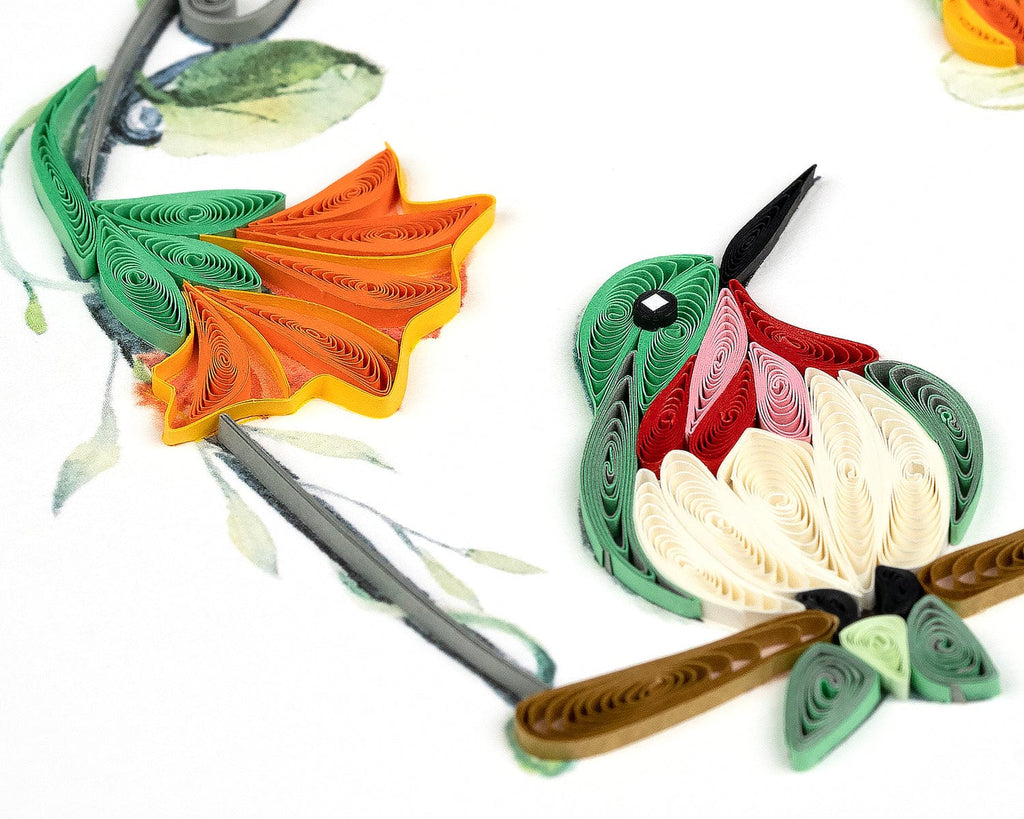 Handcrafted Hummingbird Swing Greeting Card | Quilling Card¨