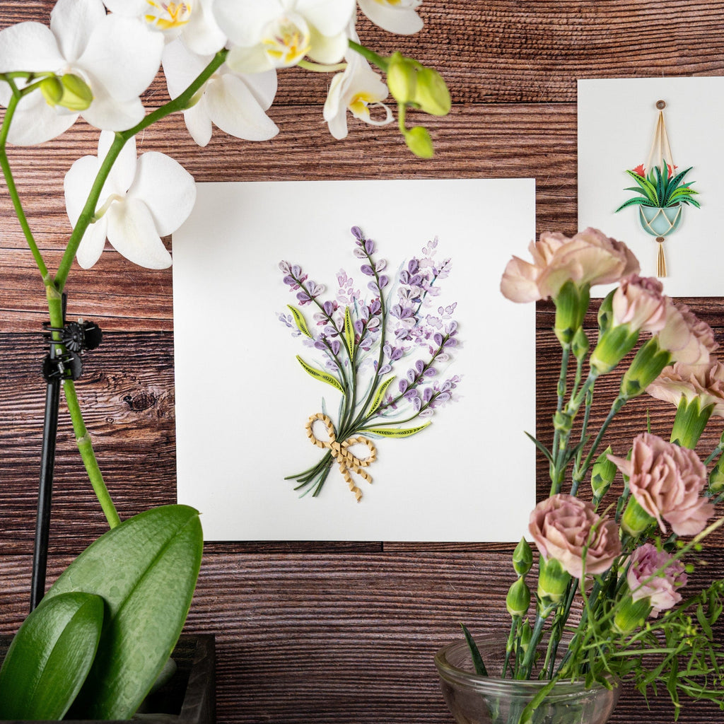 Handcrafted Lavender Bunch Greeting Card | Quilling Card