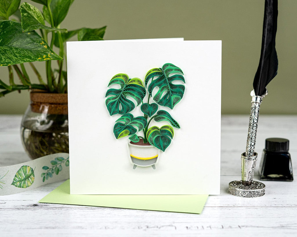 Handcrafted Monstera Greeting Card | Quilling Card¨