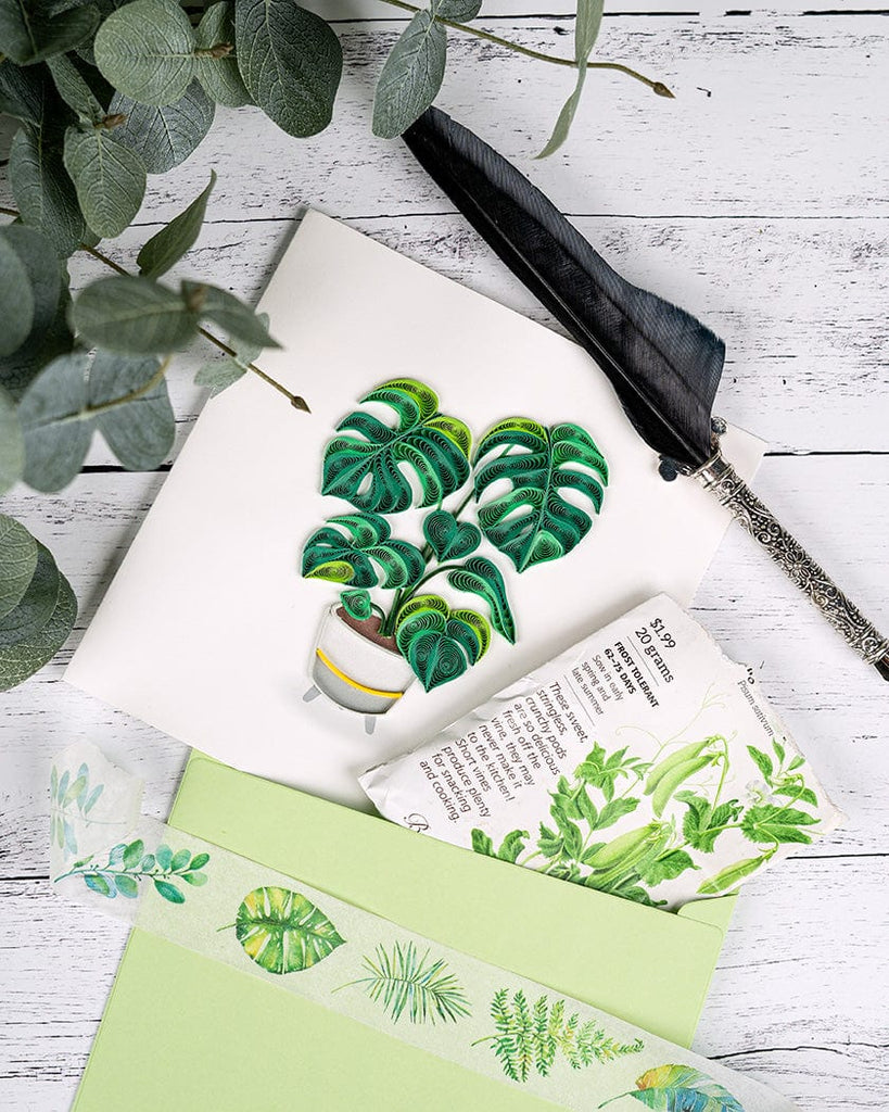 Handcrafted Monstera Greeting Card | Quilling Card¨