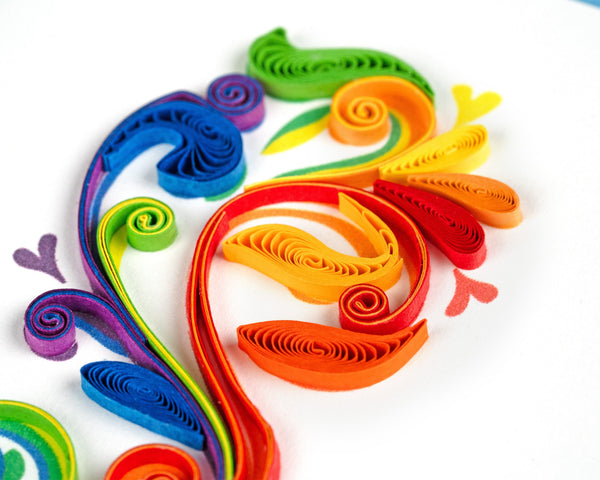 Handcrafted Rainbow Swirl Congratulations Card | Quilling Card¨