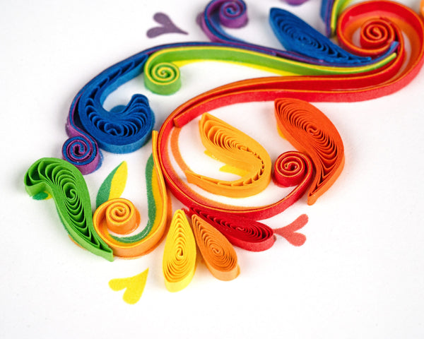 Handcrafted Rainbow Swirl Congratulations Card | Quilling Card¨