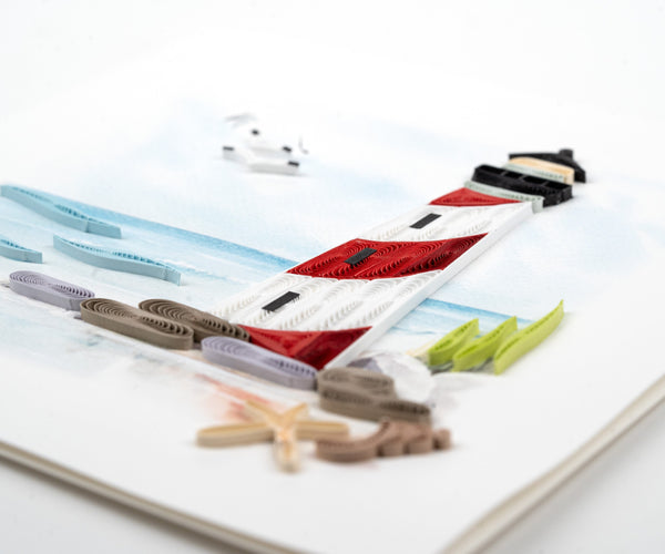 Handcrafted Red & White Lighthouse Greeting Card | Quilling Card¨