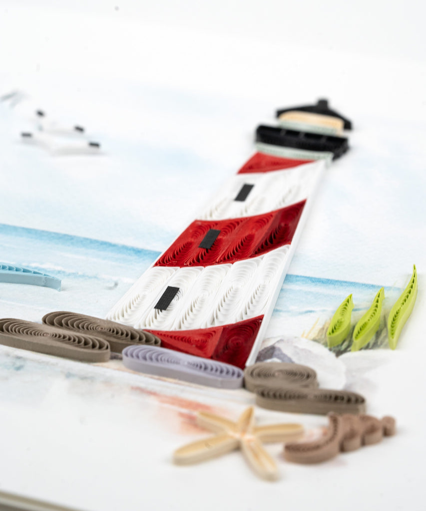 Handcrafted Red & White Lighthouse Greeting Card | Quilling Card¨