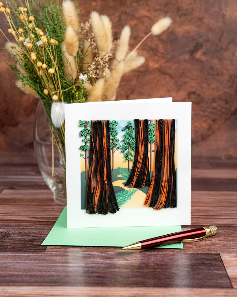 Handcrafted Redwood Trees Greeting Card | Quilling Card