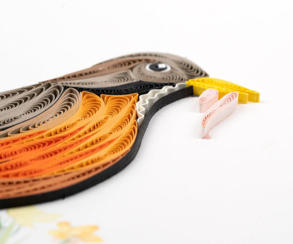 Handcrafted Robin with Worm Greeting Card | Quilling Card¨