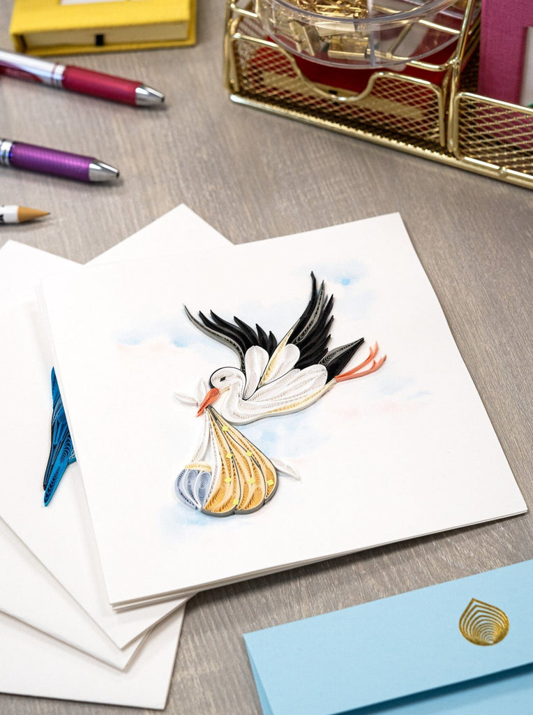 Handcrafted Special Delivery Stork Greeting Card | Quilling Card¨