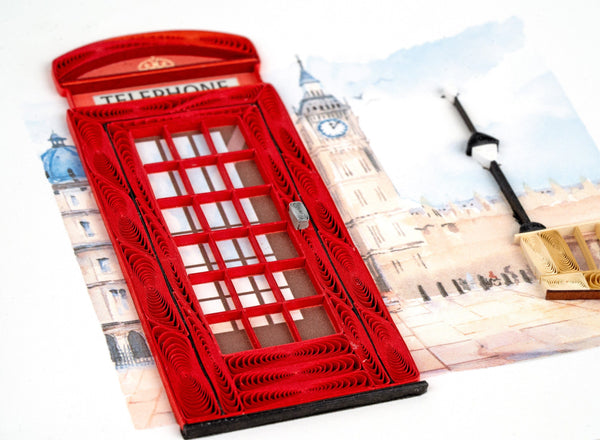 Handcrafted Telephone Booth Greeting Card | Quilling Card