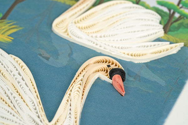 Handcrafted Two Swans Greeting Card | Quilling Card