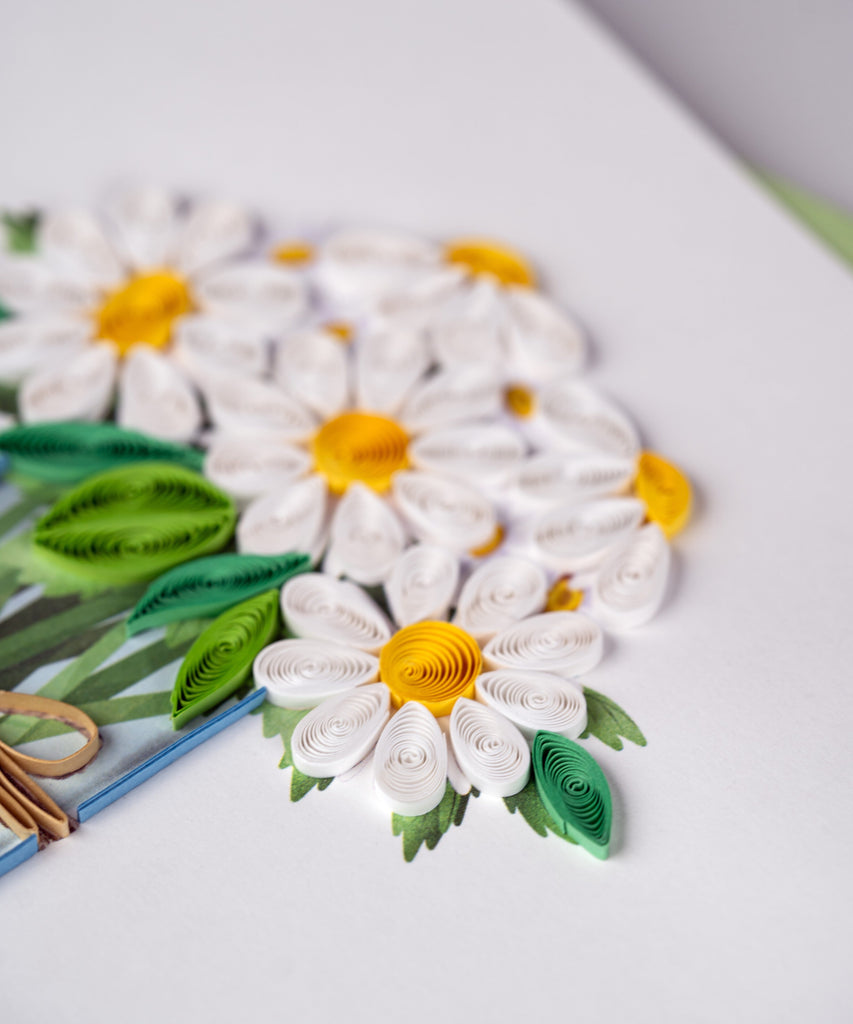 Handcrafted White Daisies in Jar Greeting Card | Quilling Card¨