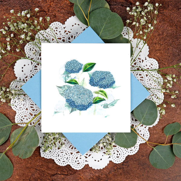 Handcrafted Wild Hydrangeas Greeting Card | Quilling Card