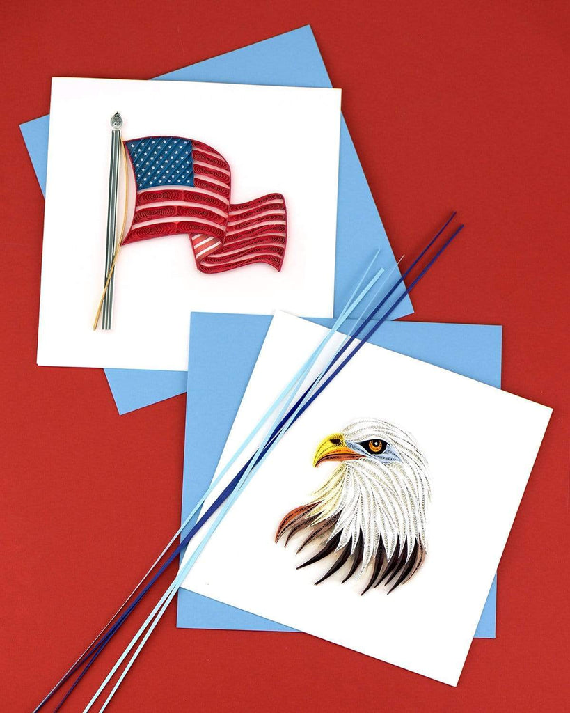 Handcrafted American Flag Greeting Card | Quilling Card¨