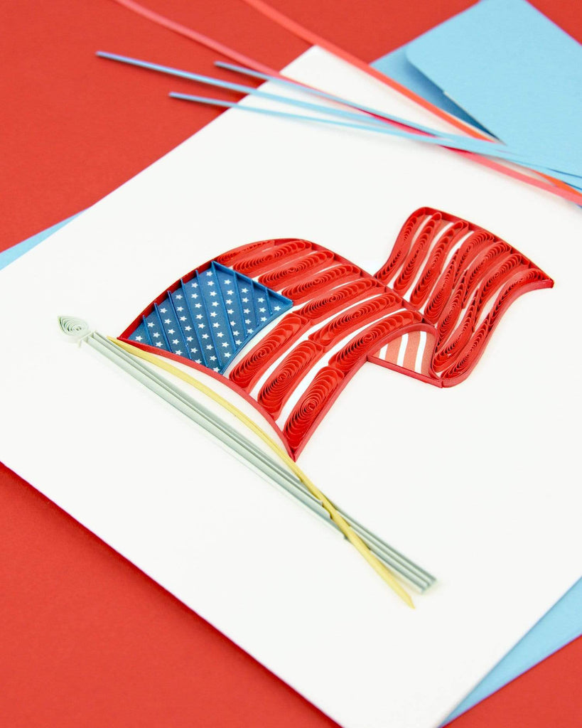 Handcrafted American Flag Greeting Card | Quilling Card¨