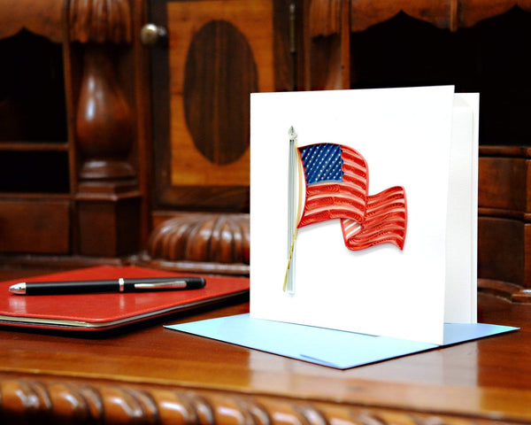 Handcrafted American Flag Greeting Card | Quilling Card¨