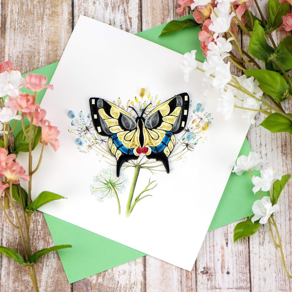 Handcrafted Swallowtail Butterfly Greeting Card | Quilling Card¨