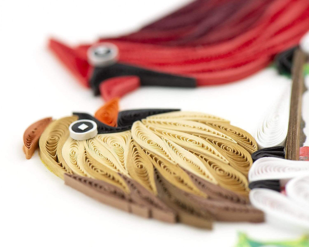 Handcrafted Two Cardinals Greeting Card | Quilling Card¨