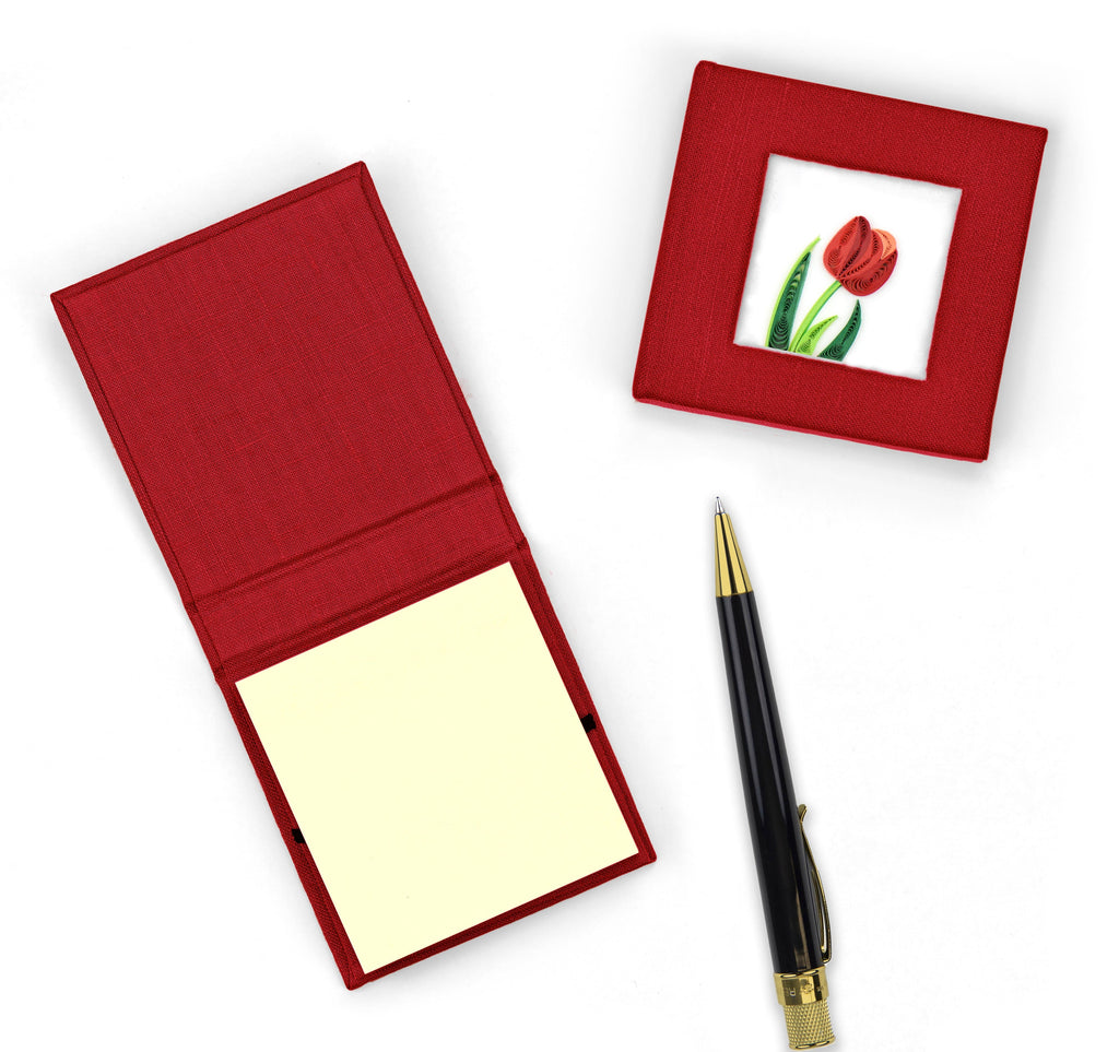 Handcrafted Red Tulip Sticky Note Pad Cover | Quilling Card¨